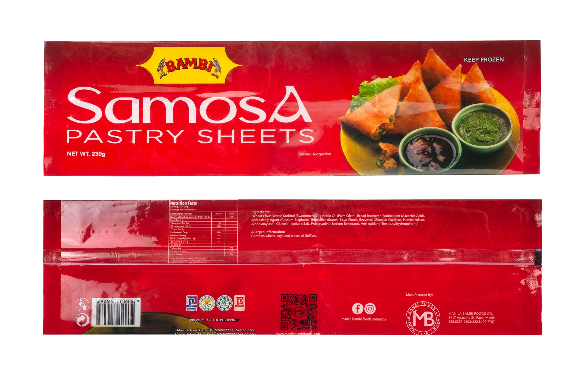 Bambi Samosa Pastry Sheets - 230g – Manila Bambi Foods Company